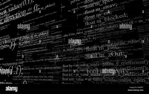 Software Source Code Layers Of Program Code On Black Background Stock