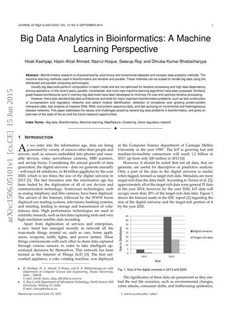 Pdf Big Data Analytics In Bioinformatics A Machine Learning · Pdf Filebig Data Analytics