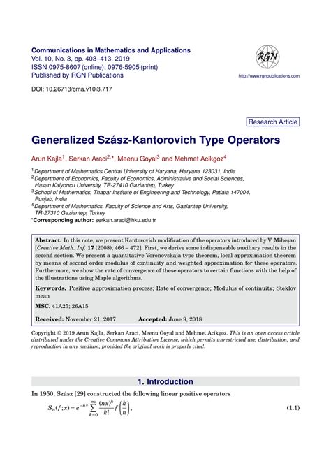 PDF Generalized Szász Kantorovich Type Operators