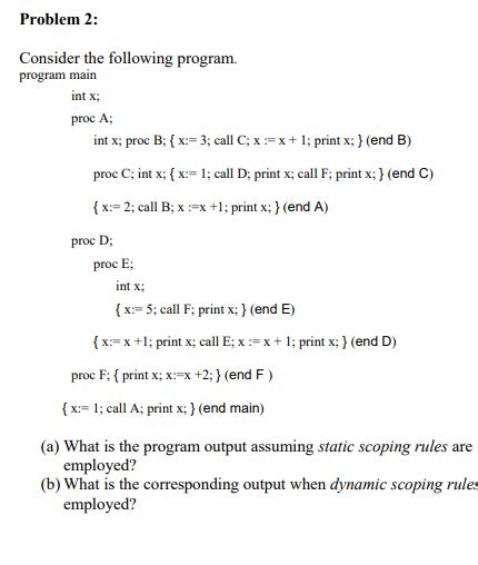 Problem 2 Consider The Following Program Program