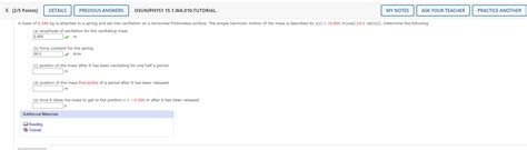 Solved A Amplitude Of Oscillation For The Oscillating Mass