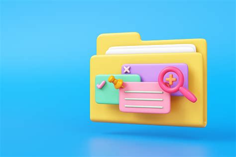 노란색 파일 폴더 데이터베이스 또는 백업 온라인으로 문서를 검색하고 저장하면 네트워크를 연결할 수 있습니다 물체 돋보기 파란색