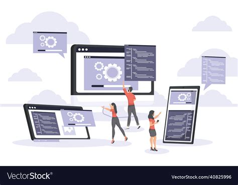 Developers Web And Devices Royalty Free Vector Image