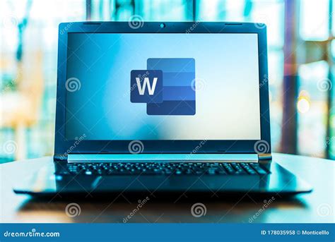 Laptop Computer Displaying Logo Of Microsoft Word Editorial Stock Photo