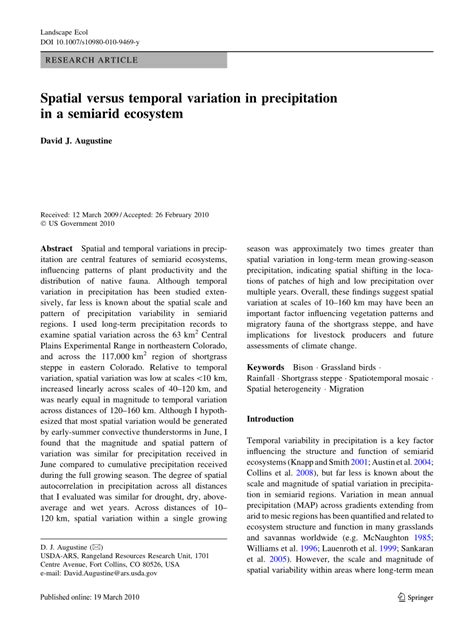 Pdf Spatial Versus Temporal Variation In Precipitation In A Semiarid Ecosystem