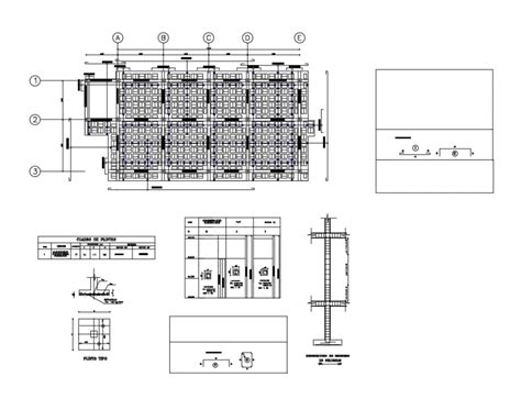 Foundation Plan And Constructive Structure Details With Column Dwg File