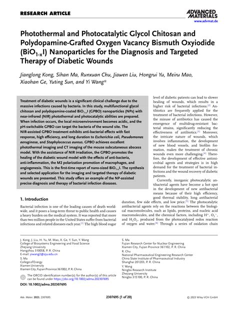 Photothermal And Photocatalytic Glycol Chitosan And Polydopamine