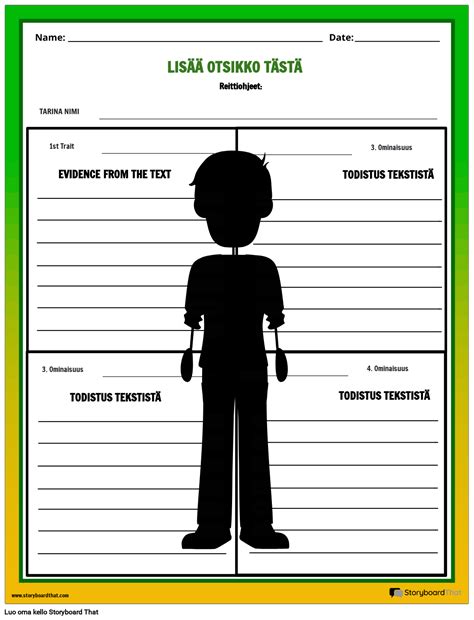 Character Traits Graphic Organizer Työtaulukko