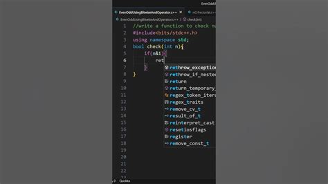 Check Even And Odd Number Using Bitwise And Operator Shorts Programing Youtubeshorts Youtube