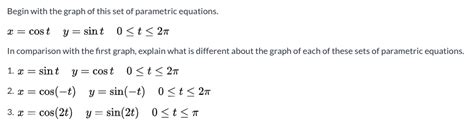 Solved Begin With The Graph Of This Set Of Parametric