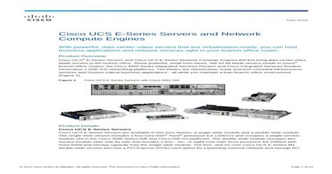 Pdf Cisco Ucs E Series Servers And Network Compute Engines Data