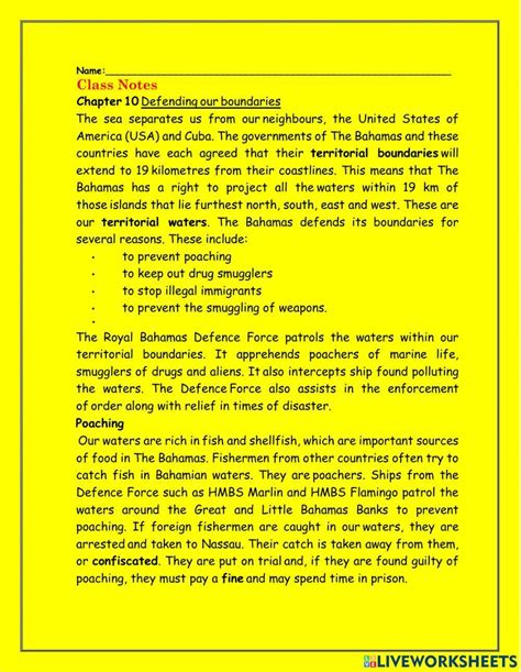 Defending Our Boundaries Activity Live Worksheets