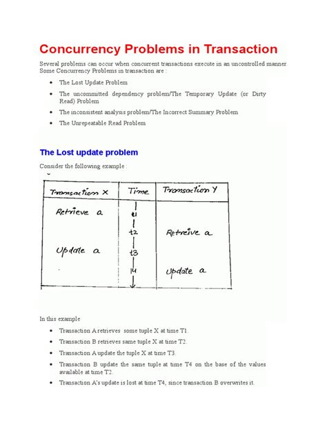 concurrency control problems in database transactions lost updates