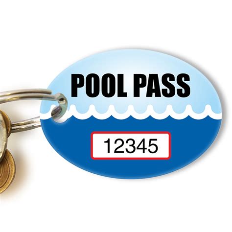 Pool Pass Tag With Hole In Oval Shape Waves Design Sku Tg 1357