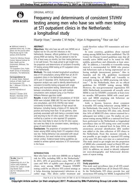 Pdf Frequency And Determinants Of Consistent Sti Hiv Testing Among