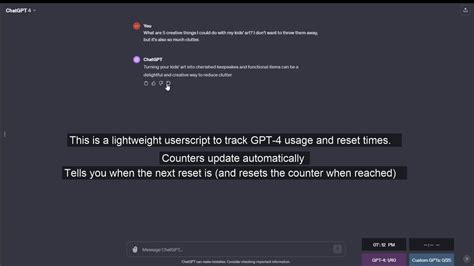 I Made An Auto Updating Counter For Gpt 4 Usage Userscript Rchatgpt