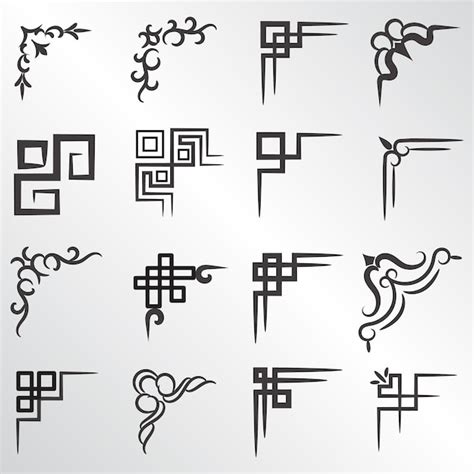 Premium Vector Vector Illustration Of Decorative Corner Frame Set Set