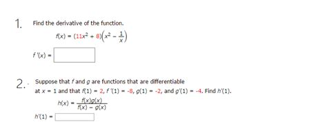 Solved Find The Derivative Of The Function F X 11 X 2