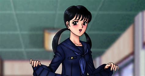 セーラー服 おさげの女子生徒がスカートの中のブルマーを見せつける もりやねこのイラスト Pixiv