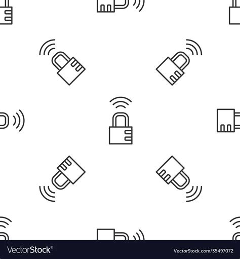 Grey Line Smart Safe Combination Lock Icon Vector Image