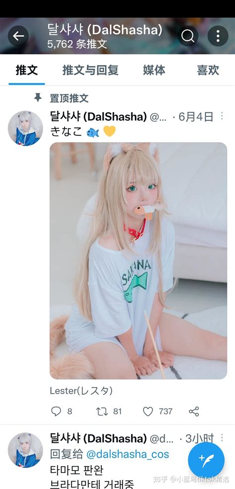 小蓝鸟推特上的韩国小姐姐coser博主 知乎