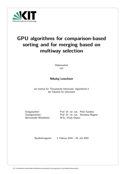 Gpu Algorithms For Comparison Based Sorting And For Merging