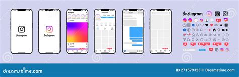 Instagram Reels Mockup Empty Screen Ui Blank Template Cartoon Vector 251879831