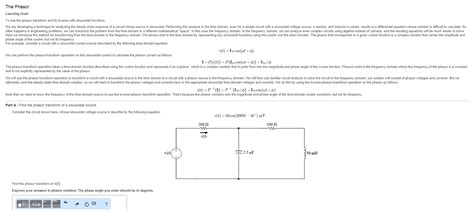 Solved The Phasor Learning Goal To Use The Phasor Transform