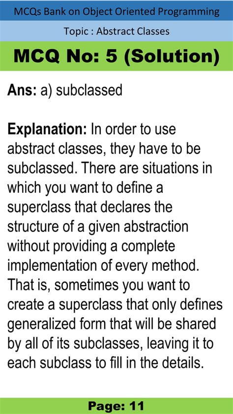 Multiple Choice Questions On Java Object Oriented Programming Bank 7 Abstract Classes Pdf