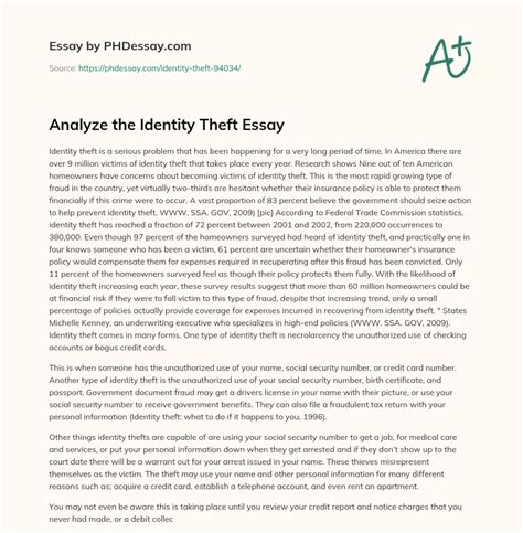 Analyze The Identity Theft Essay