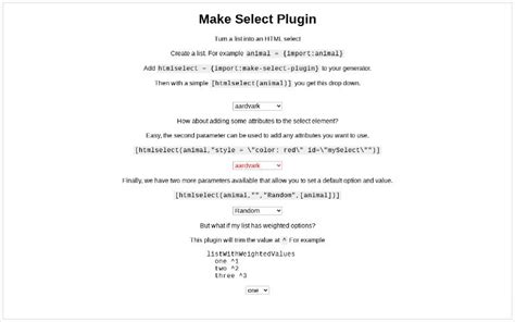 Make Select Plugin