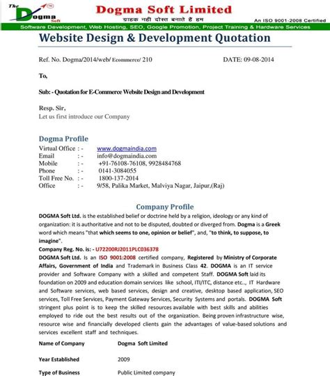 Sample Of Software Development Quotation Template Development Quote Software Project Quotation