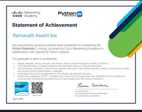 Completed Python Essentials 1 Course Aswini Bai Ramavath Posted On The Topic Linkedin