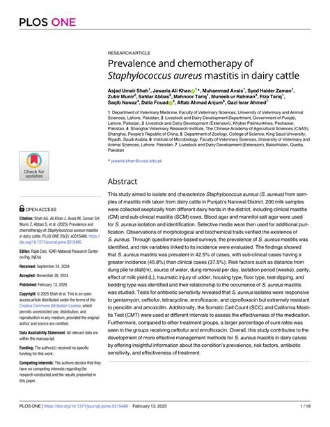 Pdf Prevalence And Chemotherapy Of Staphylococcus Aureus Mastitis In
