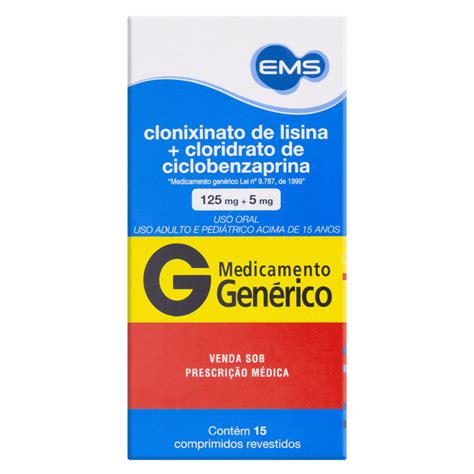Clonixinato De Lisina Cloridrato De Ciclobenzaprin Genérico Ems 15