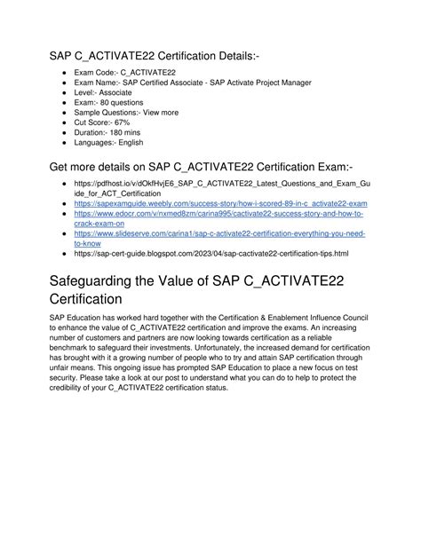 PPT SAP C ACTIVATE22 Certification Description PowerPoint Presentation ID 12207371