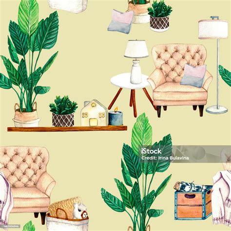 가정 식물 왁스 캔들트 세라믹 하우스 랜턴 안락 의자 선반 말린 꽃과 꽃병 커피 테이블 라마 장난감이 있는 고리 버들 바구니 나무 상자 장작이 있는 수채화 매끄러운 패턴