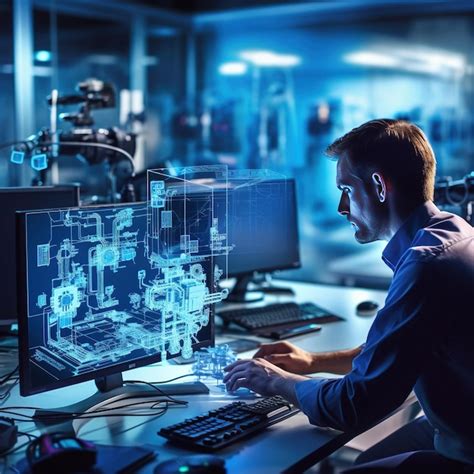 Premium Photo An Engineer Works In A Hightech Laboratory Surrounded By Advanced Equipment