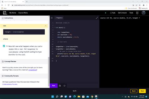 Faq Variables Lesson Casting Types Continued Uncategorized Codecademy Forums