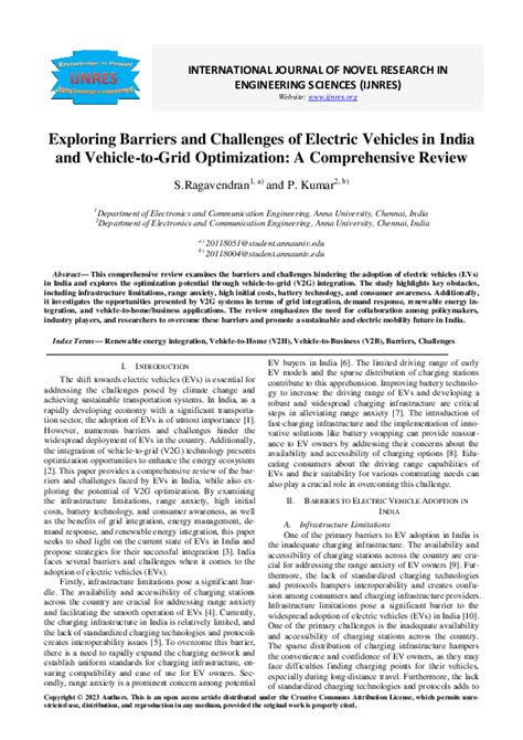 Pdf Exploring Barriers And Challenges Of Electric Vehicles In India And Vehicle To Grid