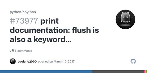 Print Documentation Flush Is Also A Keyword Argument Issue Python Cpython GitHub