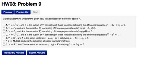 Solved Determine Whether The Given Set S Is A Subspace Of