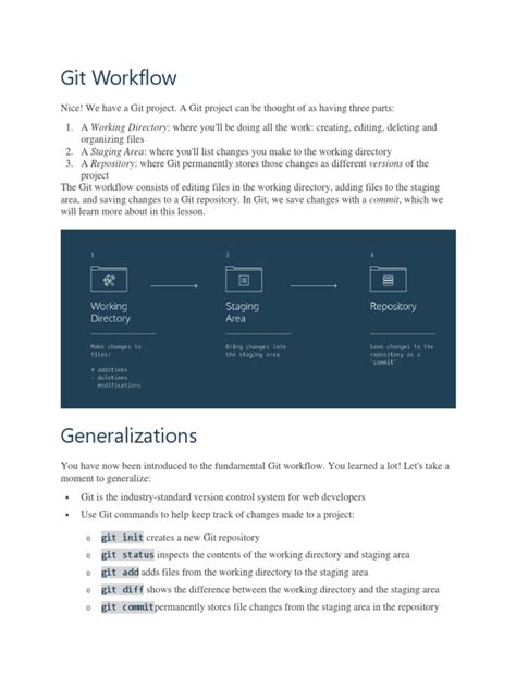 Git Workflow Git Init Git Status Git Add Git Diff Git Commit Pdf Application Software