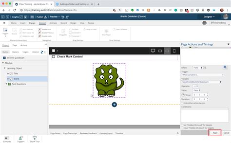 using page triggers and variables to show hide elements