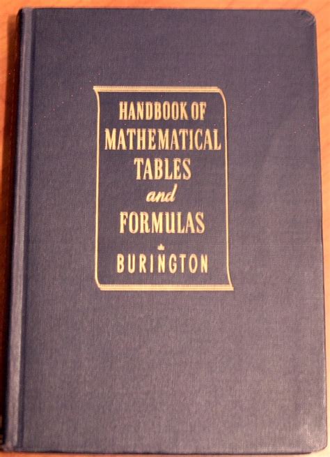 Handbook Of Mathematical Tables And Formulas Richard Stevens Burington Ed Books Amazon Ca