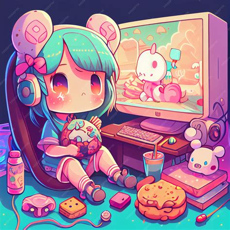 Anime Girl Playing Video Games