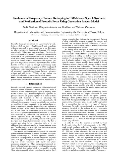 Pdf Fundamental Frequency Contour Reshaping In Hmm Based Speech Synthesis And Realization Of