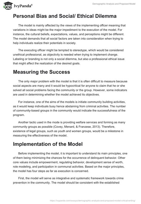 Demographic Analysis And Proposed Model 1673 Words Critical Writing