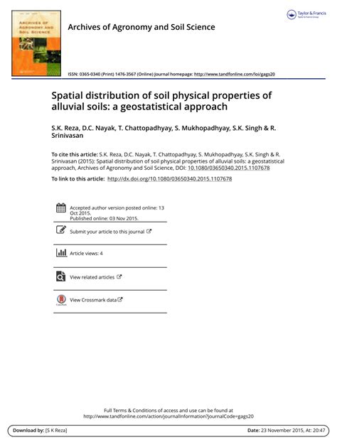 Pdf Spatial Distribution Of Soil Physical Properties Of Alluvial