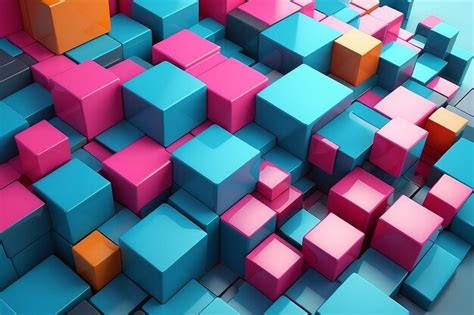 Abstract Futuristic Cubes Shape Background 3d Render Illustration